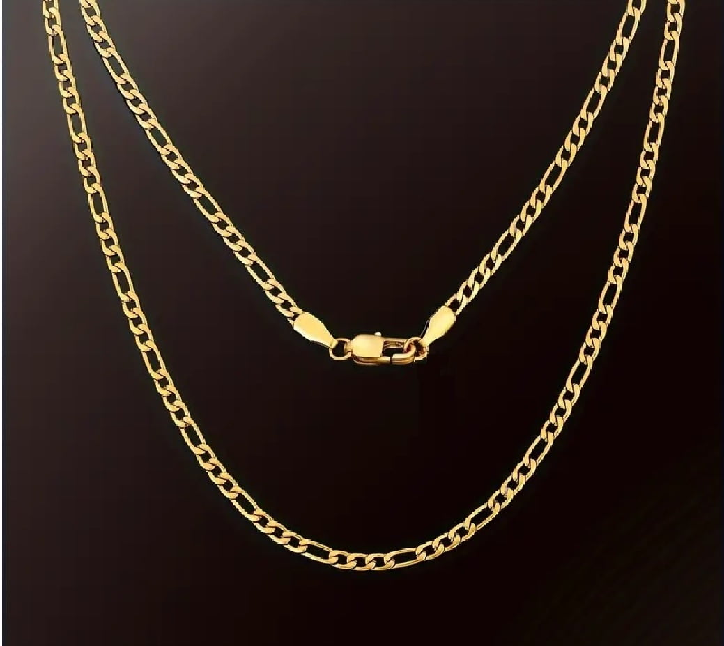 Prima Jewelries 18K Yellow Gold-Plated 24-Inches Figaro Italian Design ...