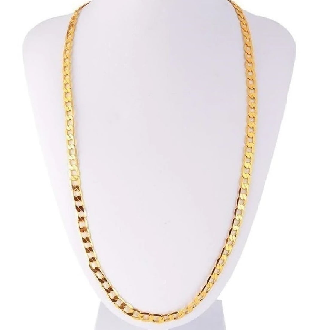 Prima Jewelries 18K Yellow Gold-Plated 26-Inches Cuban Curb 6mm Wide ...