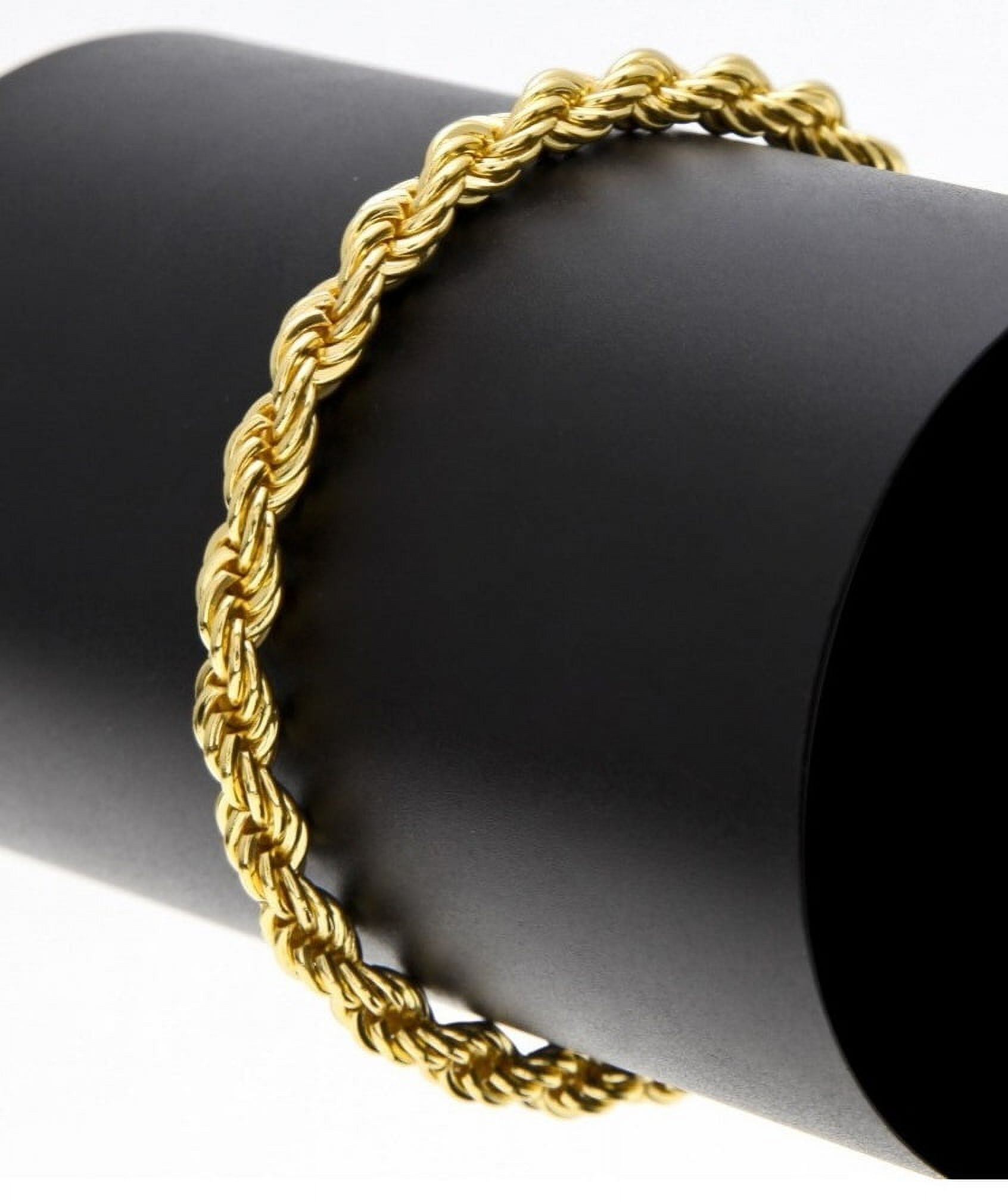 Prima Jewelries 18K Yellow Gold-Plated 8-Inches Rope Twisted 5mm Wide ...