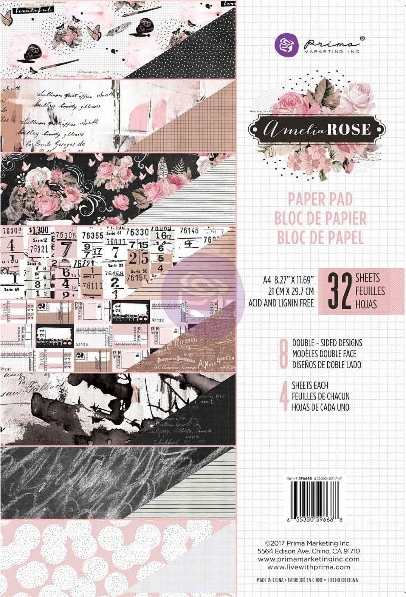 Prima Marketing Double-Sided Paper Pad A4 32/Pkg-Amelia Rose, 8 Designs ...
