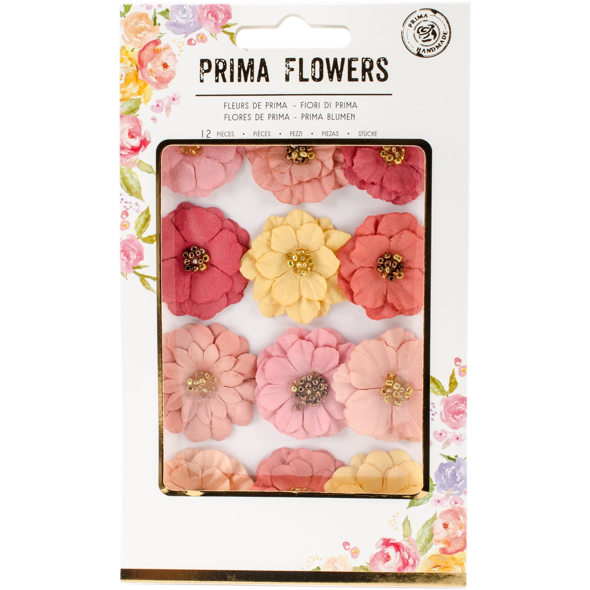 Prima Marketing Paper Flowers W/Beads 12/Pkg-Guava - Walmart.com