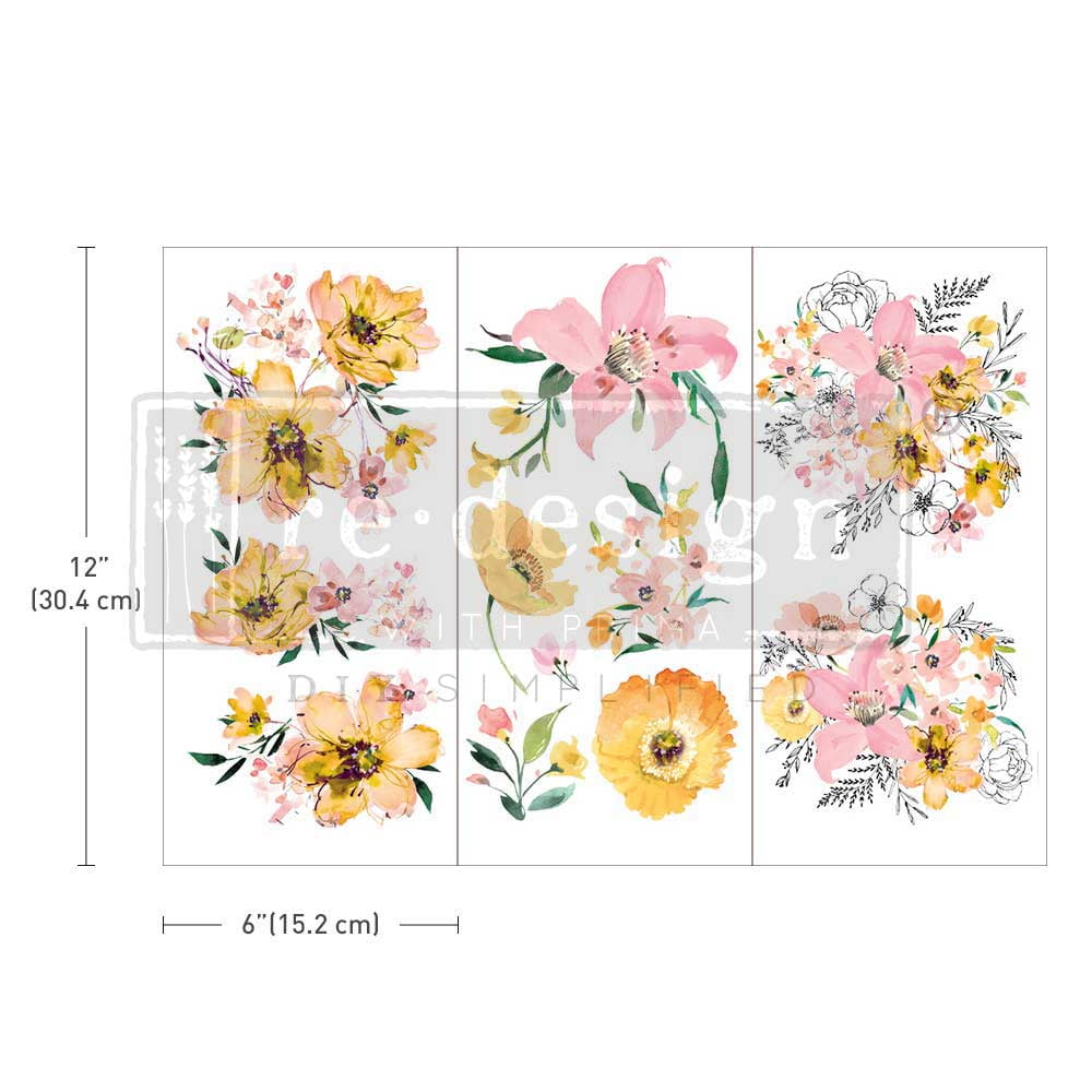 Prima Marketing Re-Design Decor Transfers 6"x12" 3/Sheets-Watercolor ...
