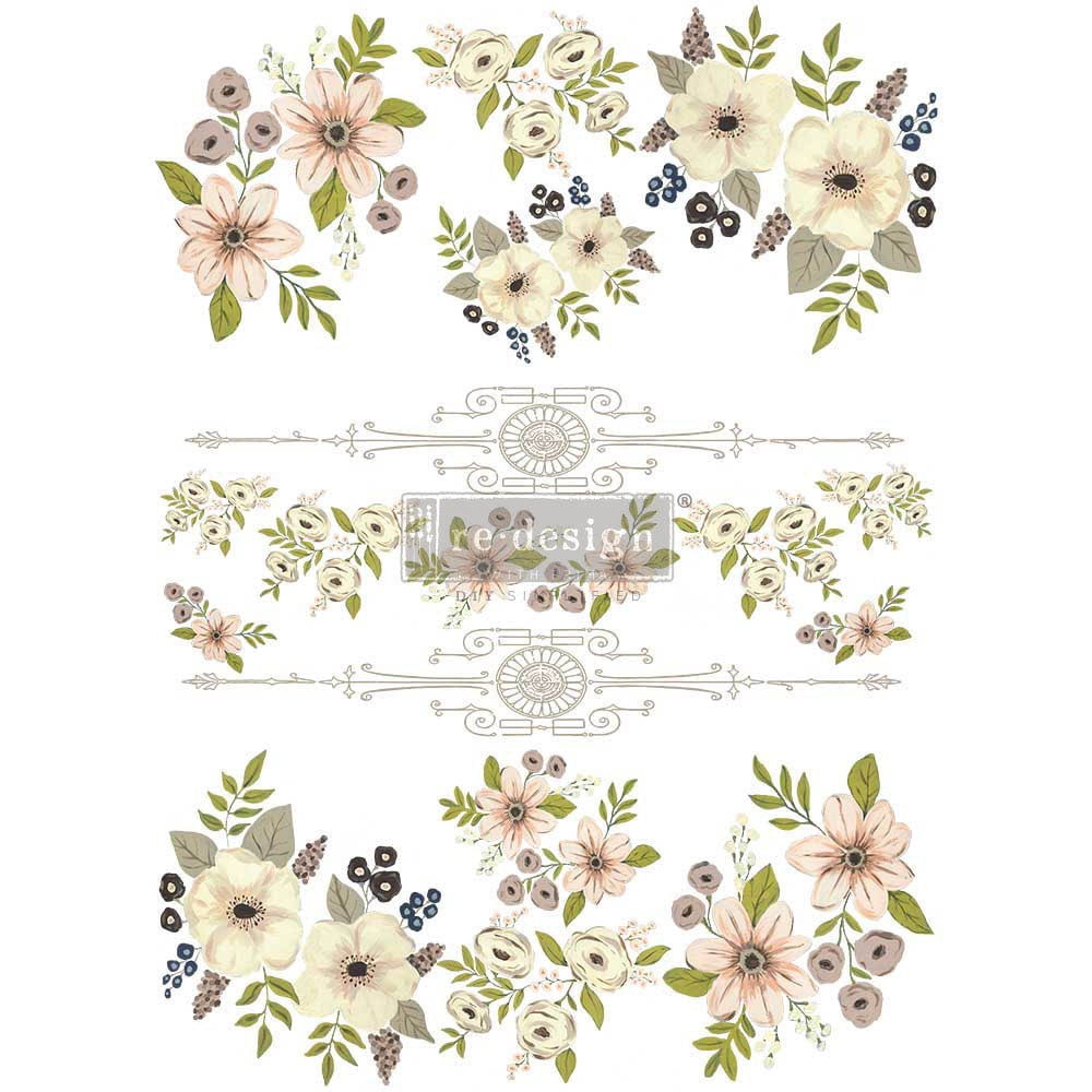 Prima Re-Design Decor Colored Transfer-Painted Florals 22"X34 ...