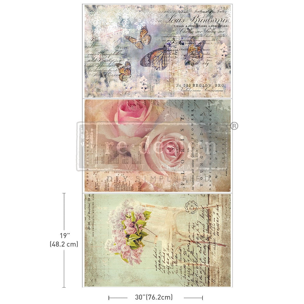 Prima Re-Design Decoupage Decor Tissue Paper 19.5"X30" 3/Pkg-Dreamy ...