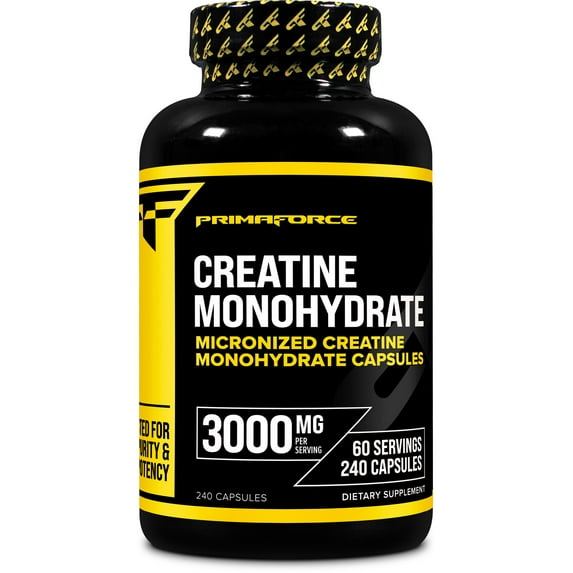 PrimaForce Creatine Monohydrate Capsules, 240 Count, 3,000mg per ...