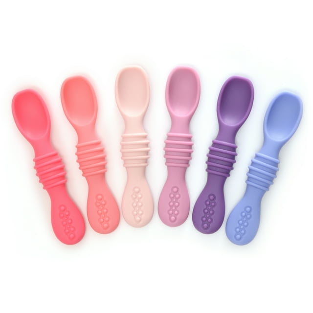 PrimaStella Silicone Chew Spoons - BPA Free, Microwave Safe - Rosy ...
