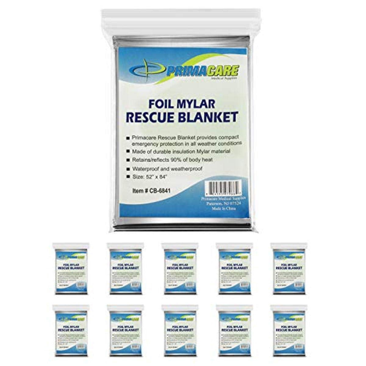 Primacare Emergency Foil Mylar Thermal Blankets, 52x84 inches (Pack of ...