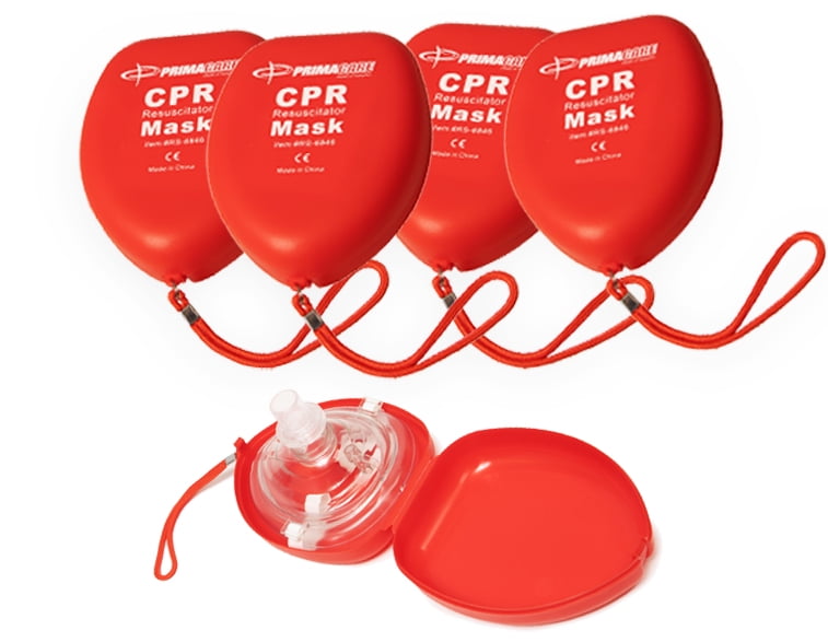 Primacare RS-6845-5WM Pack of 5 Single Valve CPR Rescue Mask in Red ...