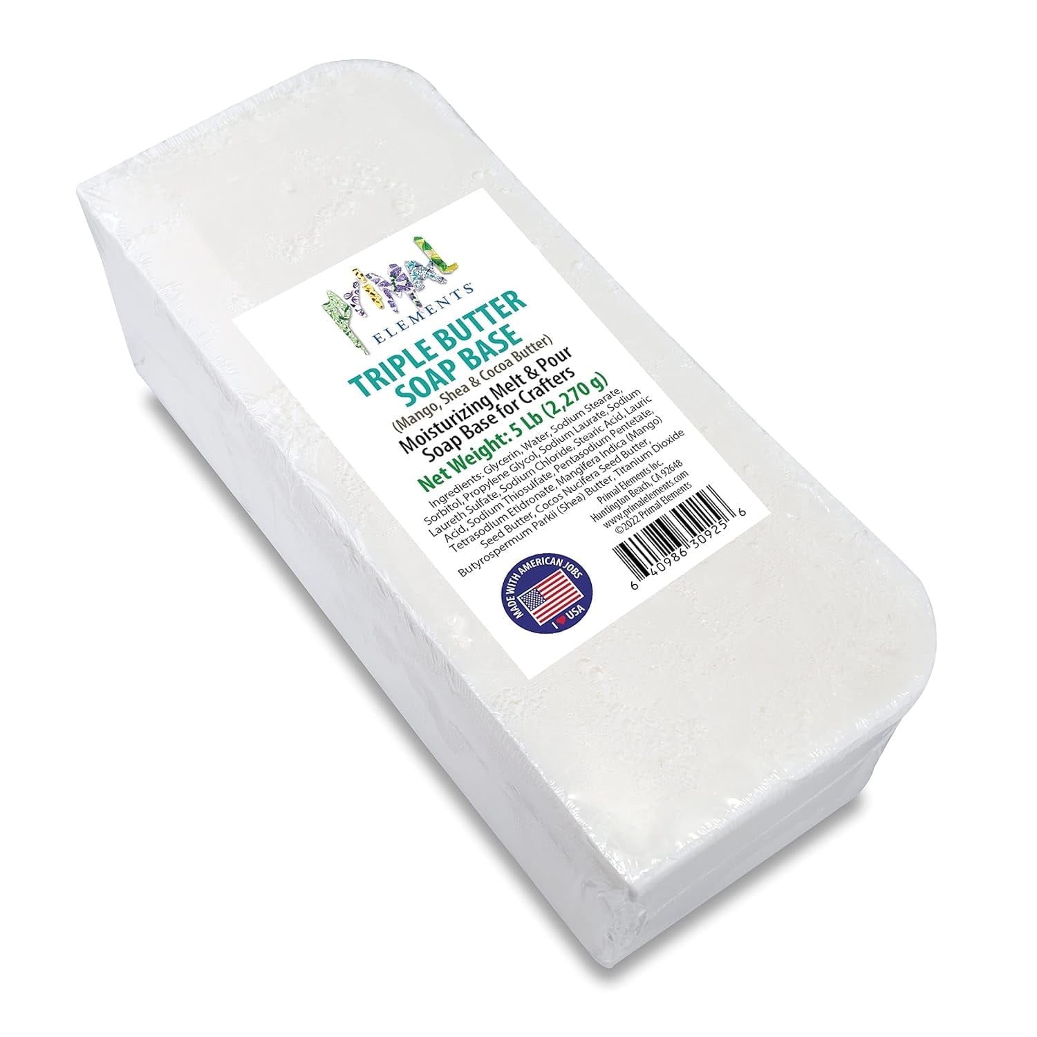 Primal Elements, Triple Butter Soap Base, 5 Pound, Mango Shea Cocoa ...