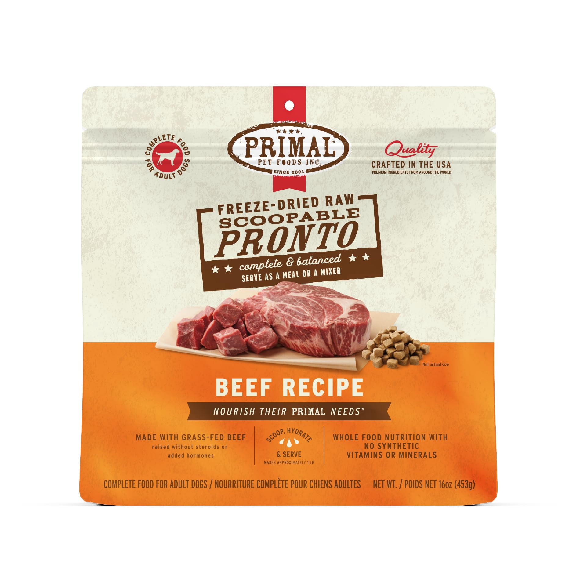 Primal Freeze Dried Dog SAF21 Food, Pronto Mini Nuggets, Beef; Scoop ...
