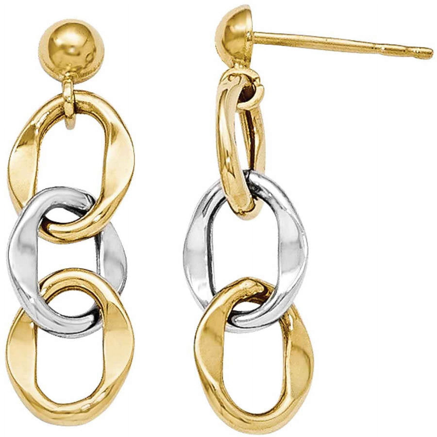 Primal Gold 10 Karat Two-tone Post Dangle Earrings - Walmart.com