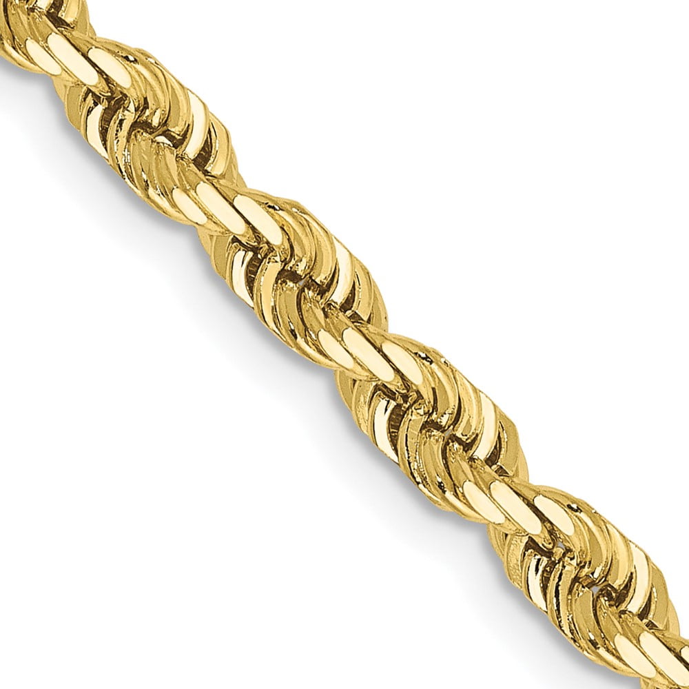 Primal Gold 10 Karat Yellow Gold 4mm Diamond-cut Quadruple Rope Chain ...