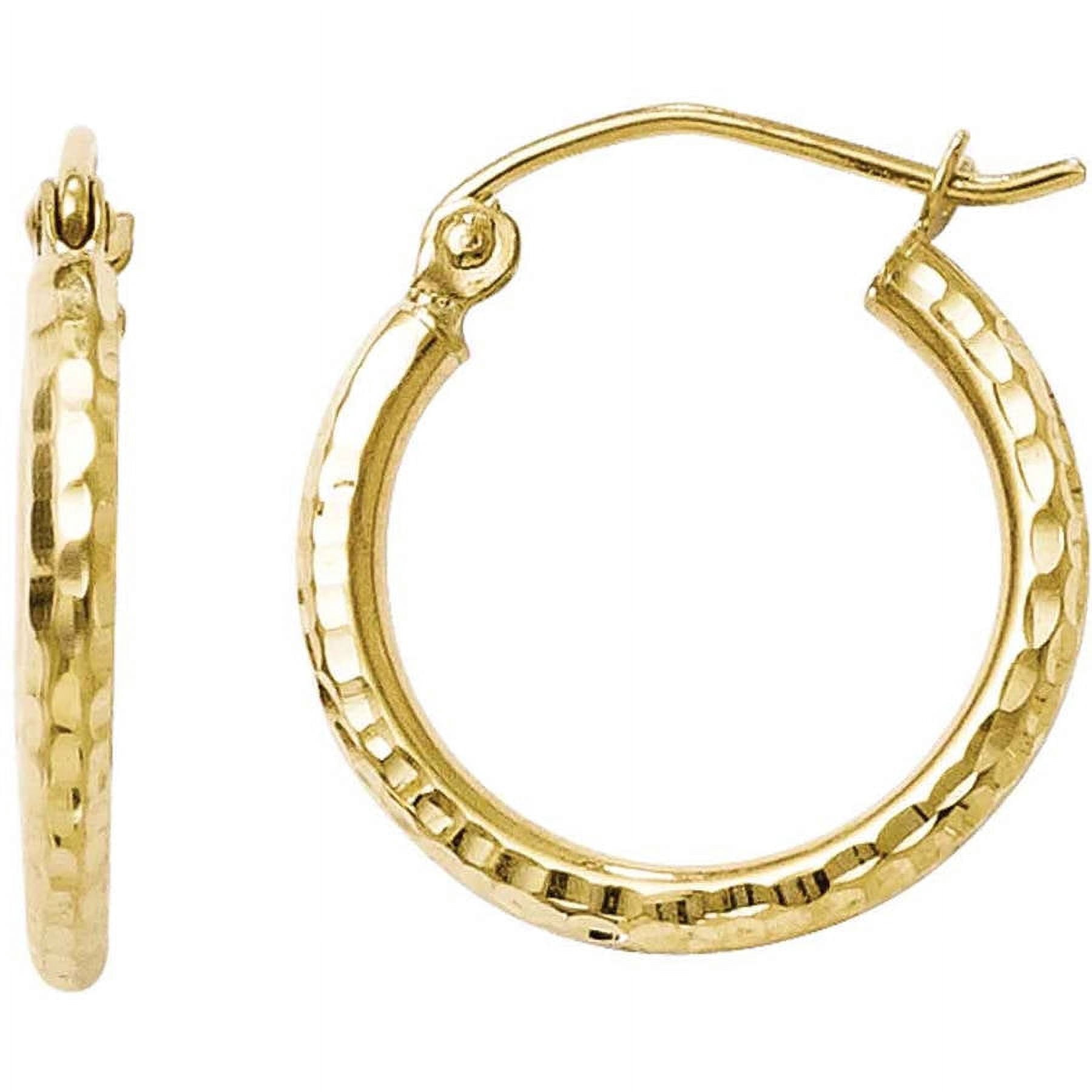 Primal Gold 10 Karat Yellow Gold Diamond-cut Hinged Hoop Earrings ...
