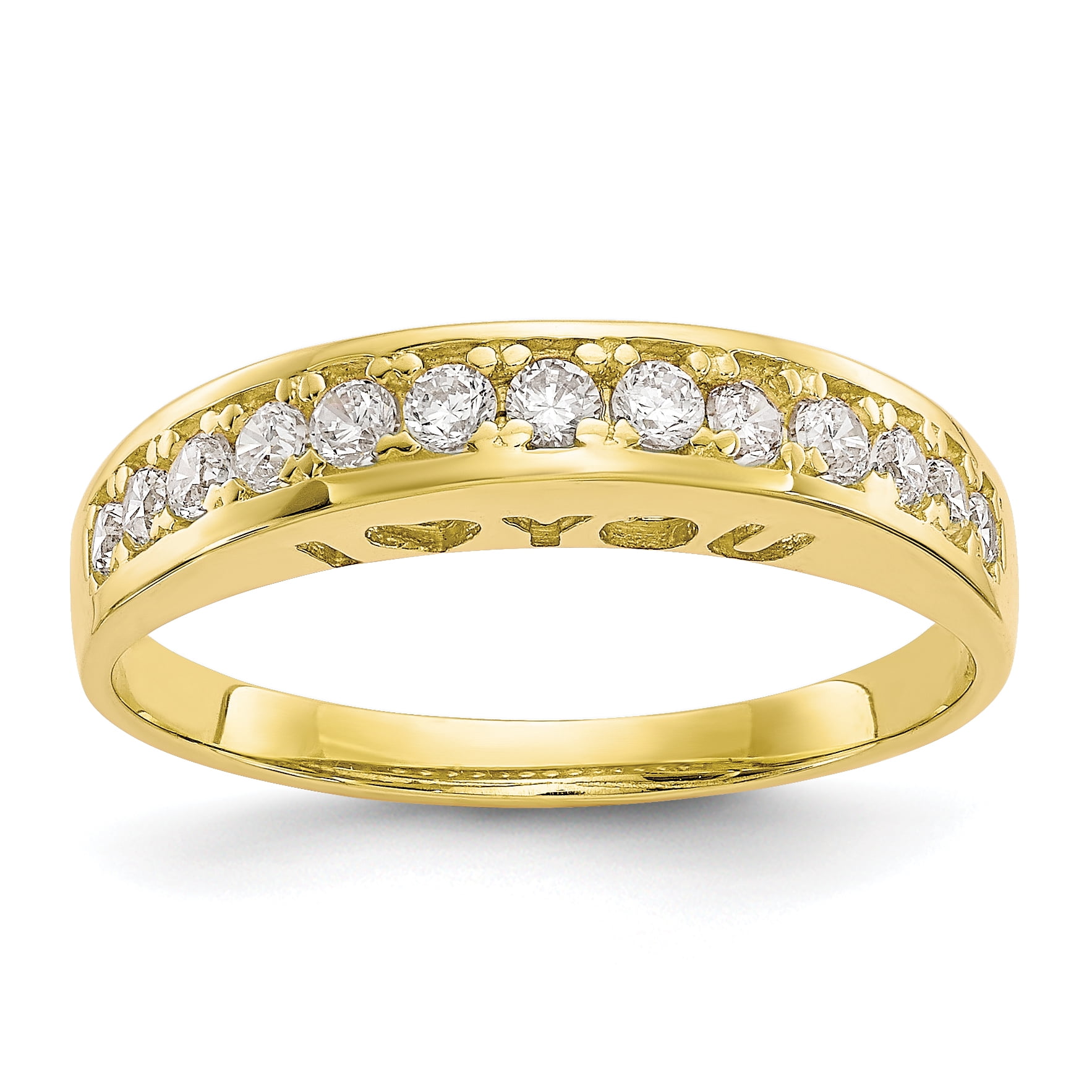 10K Yellow Gold Polished I Love You Forever CZ Cubic Zirconia Simulated Diamond Ring Size 7.00 Statement Ring for Wome Women s Size 6