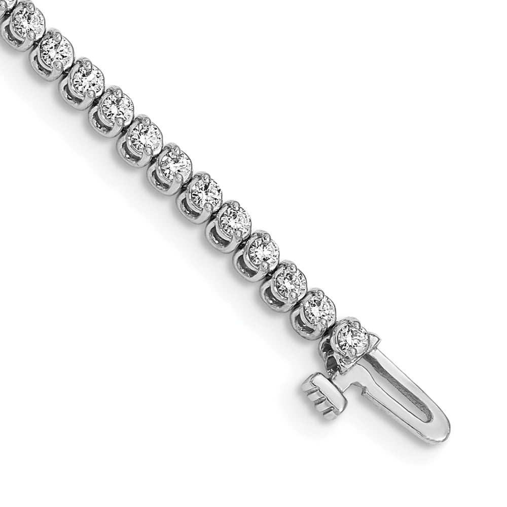 Primal Gold 14 Karat White Gold 1.9mm Round 2-prong A Diamond Bracelet ...