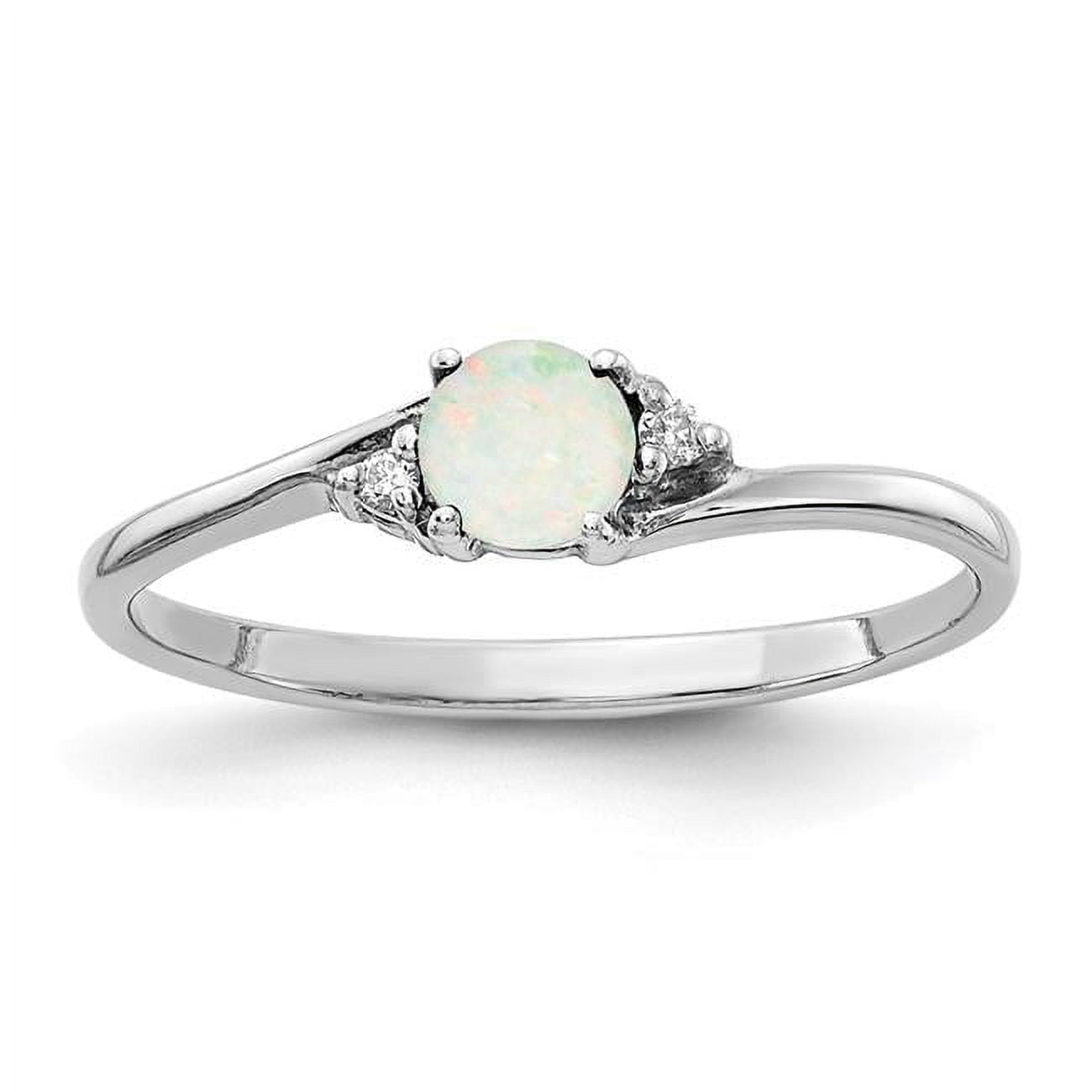Primal Gold 14 Karat White Gold 4mm Opal and Diamond Ring - Walmart.com