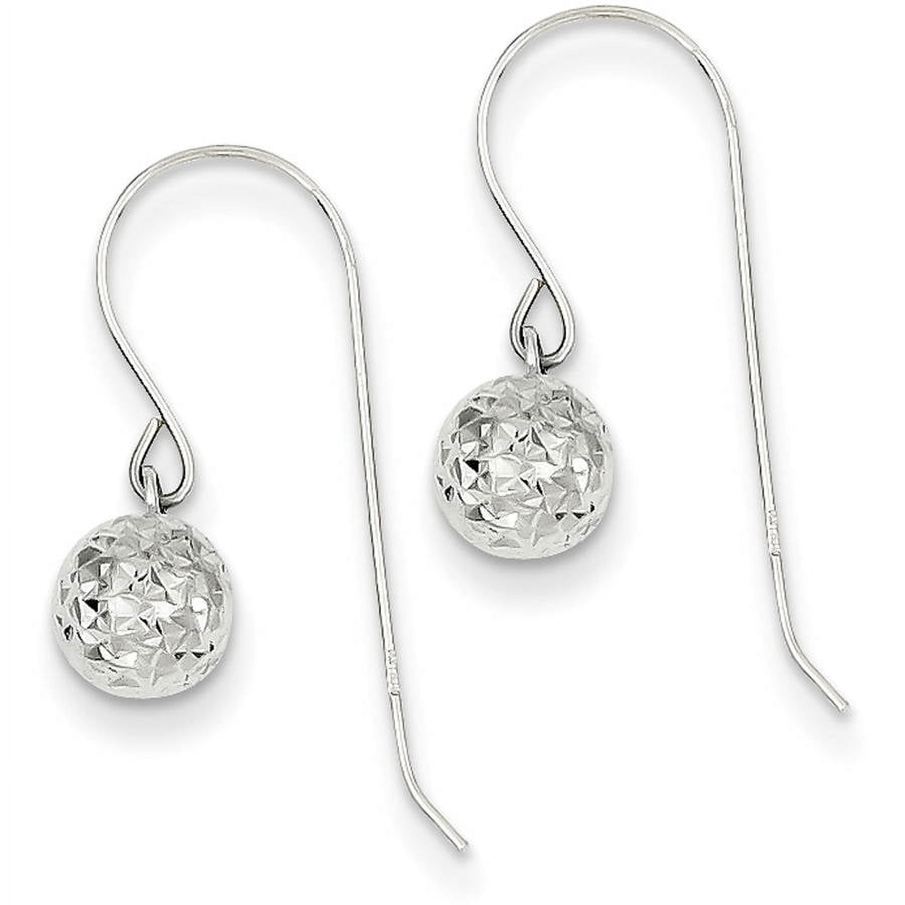 Primal Gold 14 Karat White Gold Diamond-Cut Ball Dangle Earrings, 6mm ...