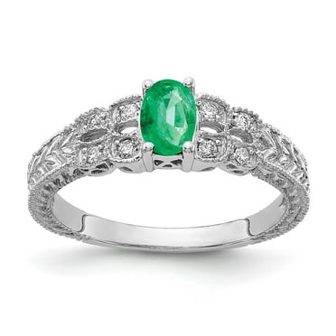 Primal Gold 14 Karat Yellow Gold Oval Emerald and Diamond Ring ...