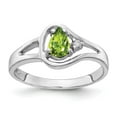 Primal Gold 14 Karat White Gold 6x4mm Pear Peridot and Diamond Ring ...