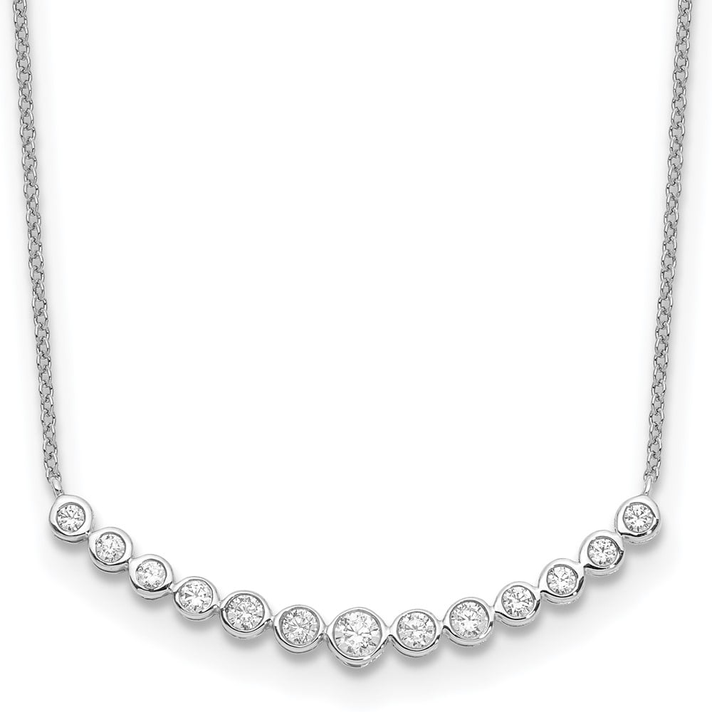 Primal Gold 14 Karat White Gold Diamond Curved Bar Necklace - Walmart.com