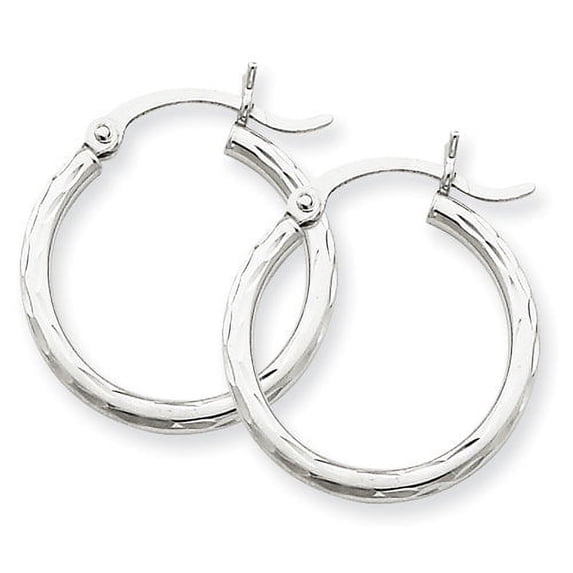 Primal Gold 14 Karat White Gold Diamond-Cut 2mm Round Tube Hoop ...