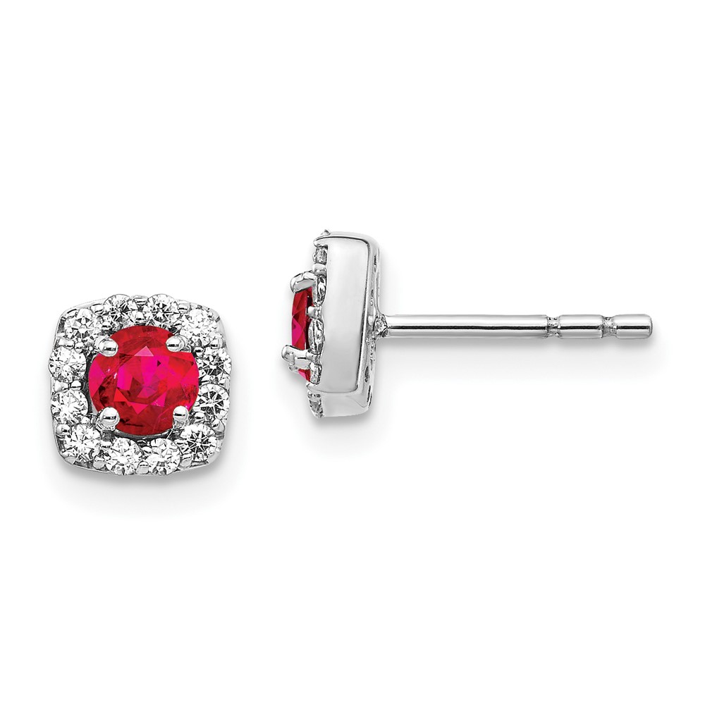 Primal Gold 14 Karat White Gold Diamond and Ruby Earrings - Walmart.com