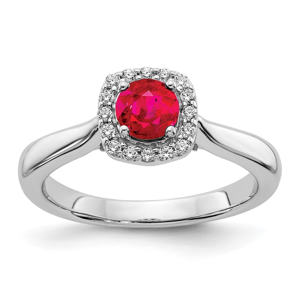 Primal Gold 14 Karat White Gold Diamond and Ruby Halo Ring - Walmart.com