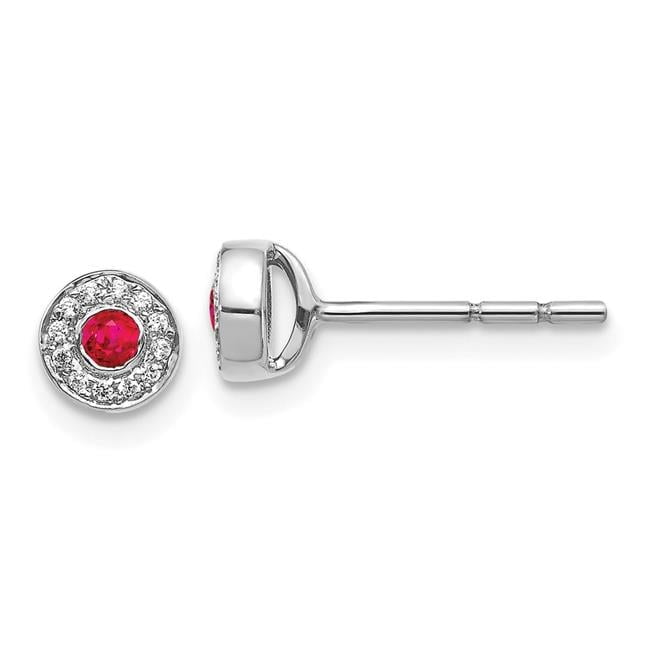 Primal Gold 14 Karat White Gold Diamond and Ruby Post Earrings ...