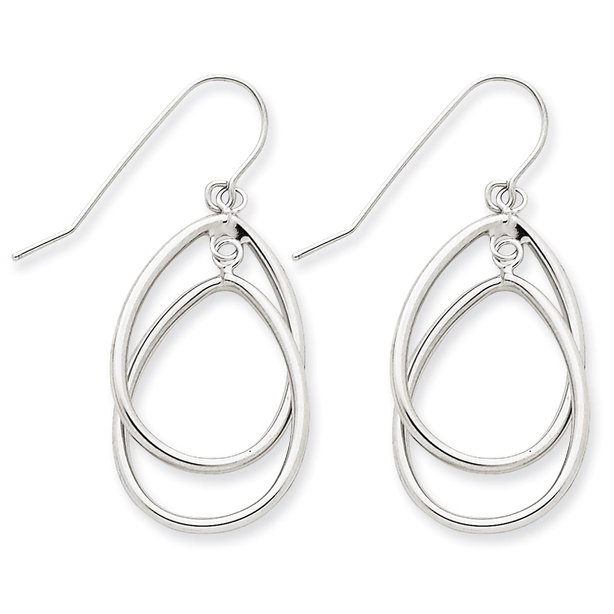 Primal Gold 14 Karat White Gold Double Circle Dangle Wire Earrings ...