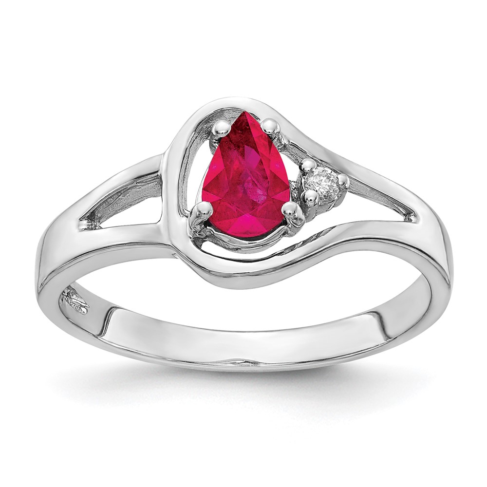 Primal Gold 14 Karat White Gold Ruby Diamond Ring - Walmart.com