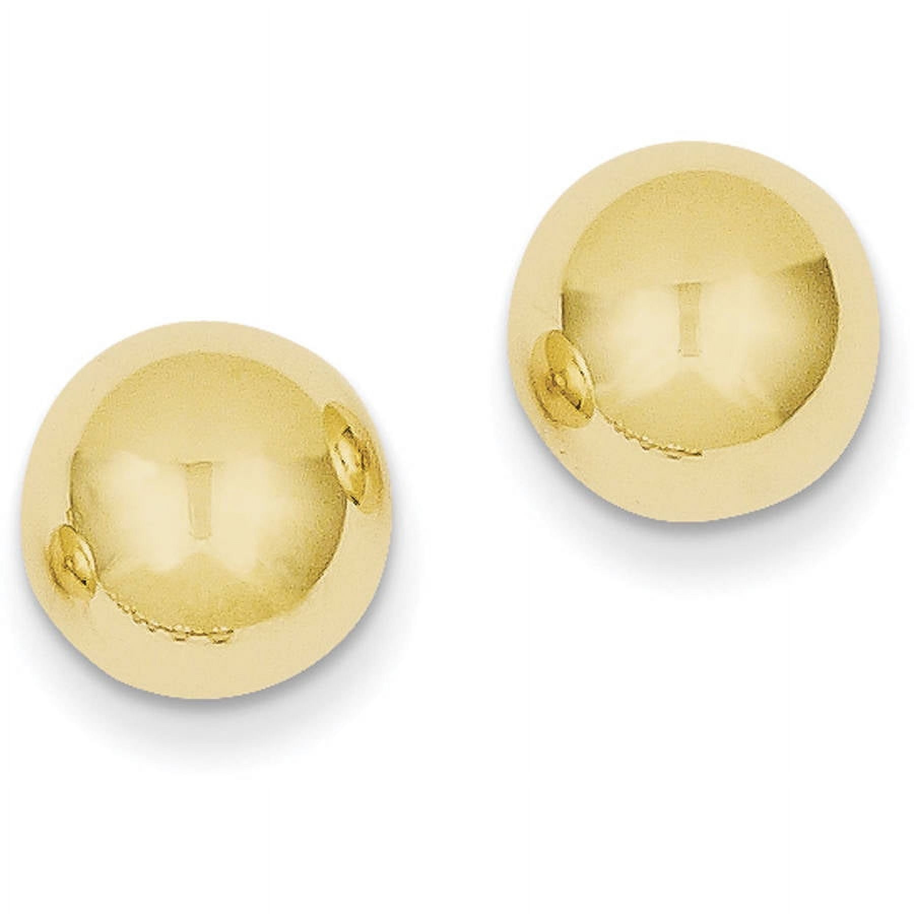 Primal Gold 14 Karat Yellow Gold 10mm Ball Post Earrings, Women's Fine ...