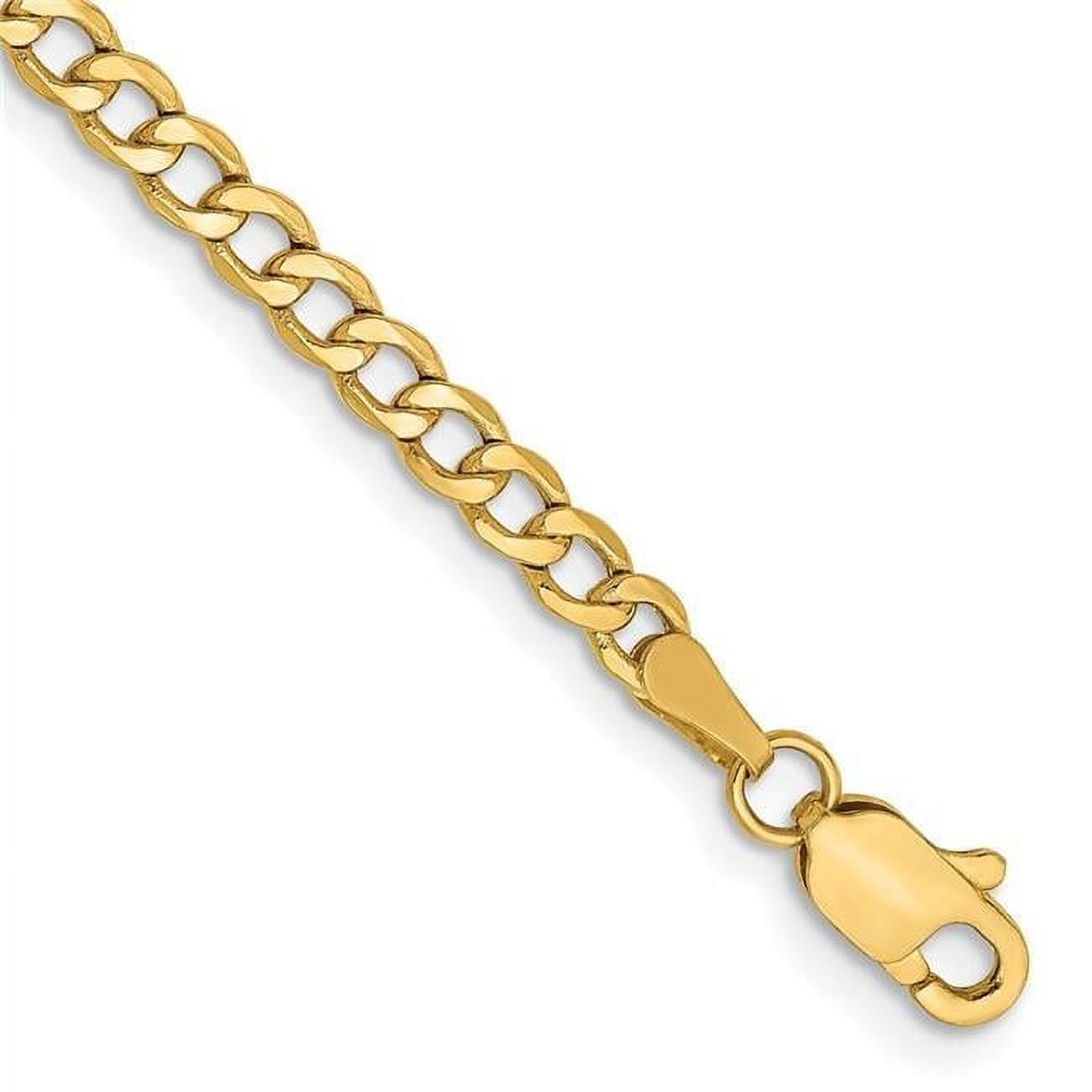 Primal Gold 14 Karat Yellow Gold 2.85mm Semi Solid Curb Chain Bracelet ...