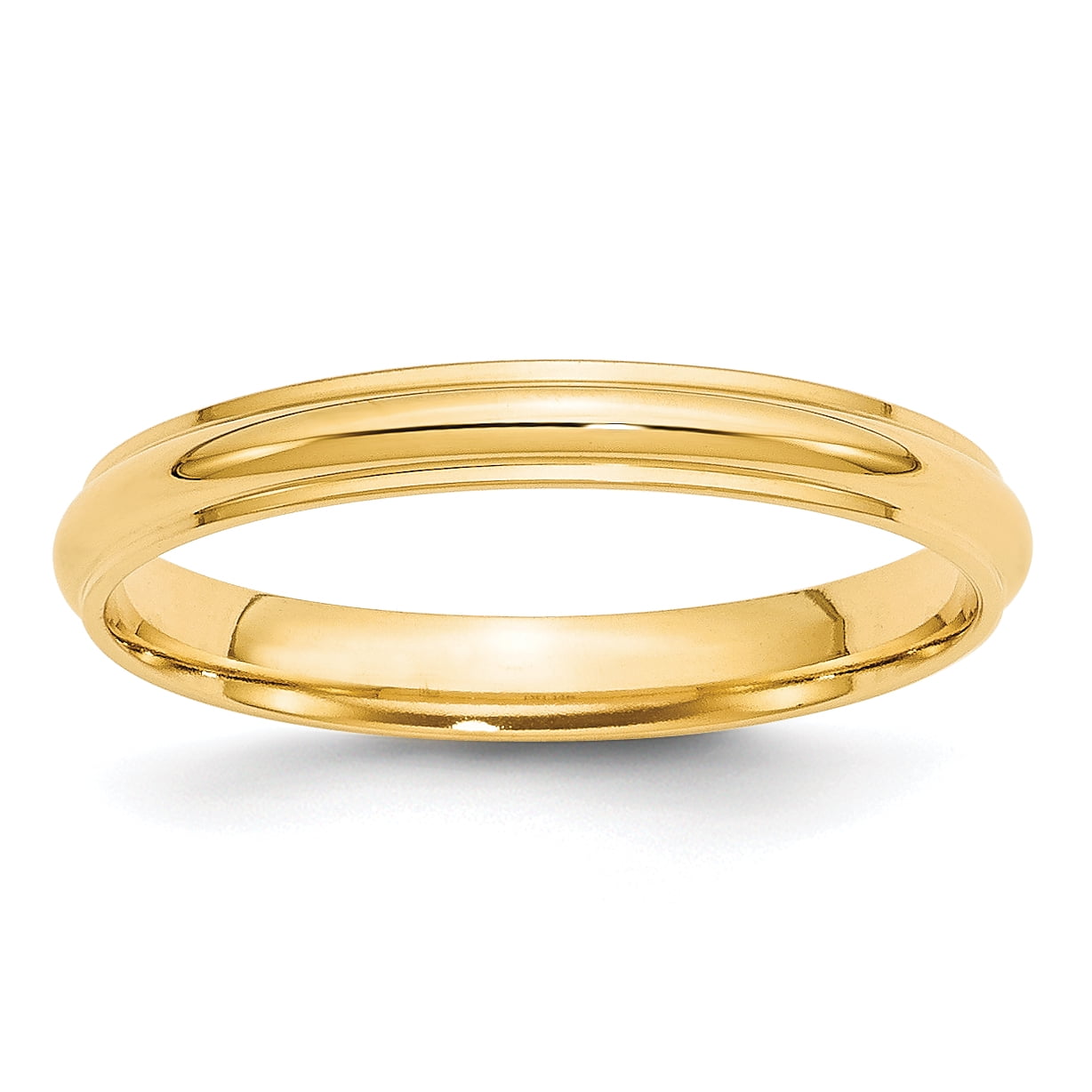 Primal Gold 14 Karat Yellow Gold 3mm Half Round with Edge Band Size 5 ...