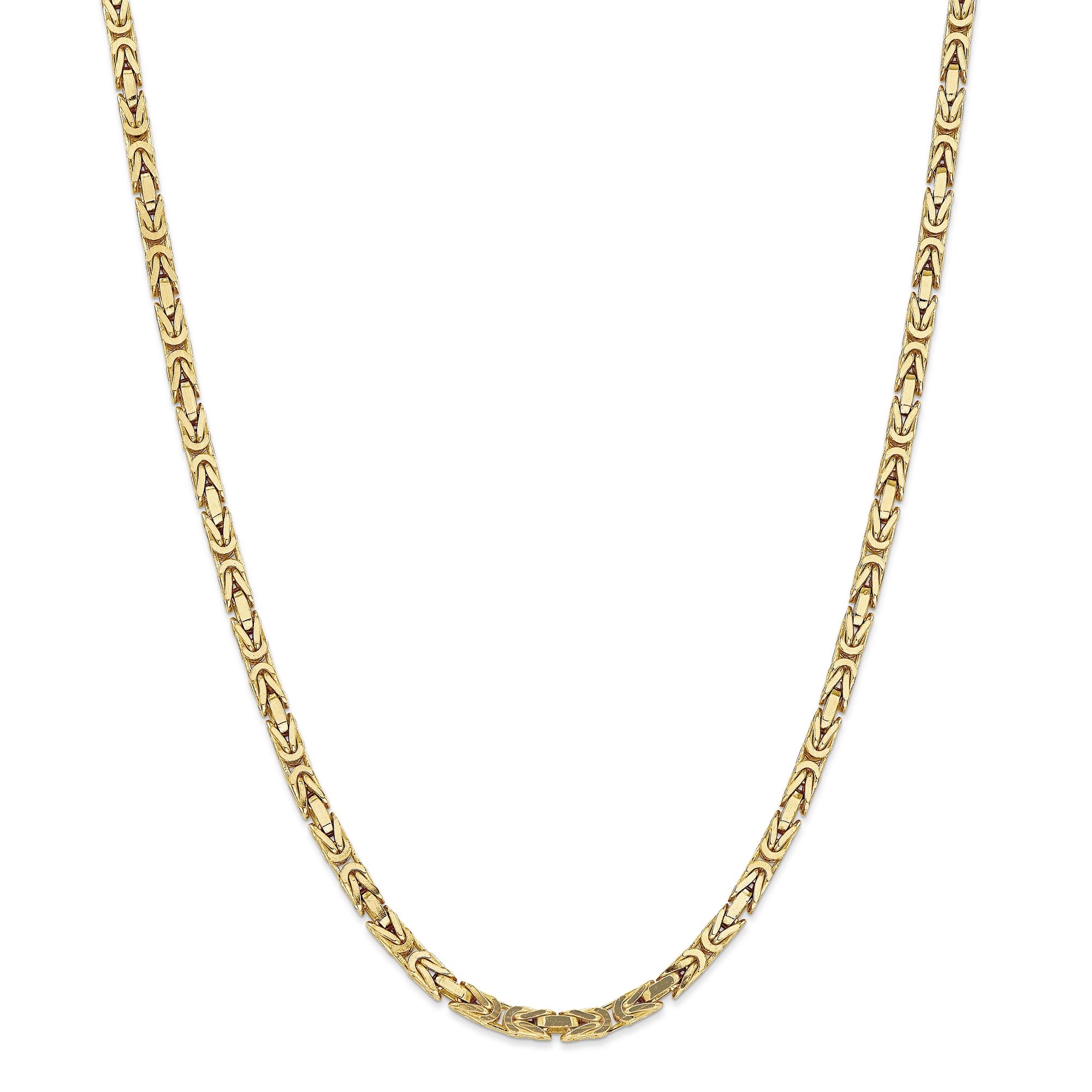 14k Yellow Gold Solid Polished 4mm Byzantine Chain Necklace 24 Inch ...