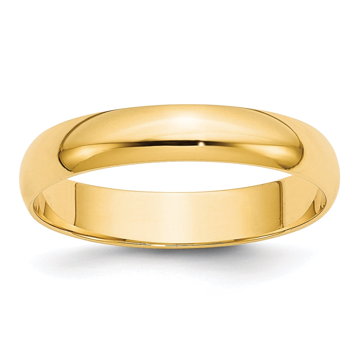 Primal Gold 14 Karat Yellow Gold 4mm Lightweight Half Round Band Size 6 ...