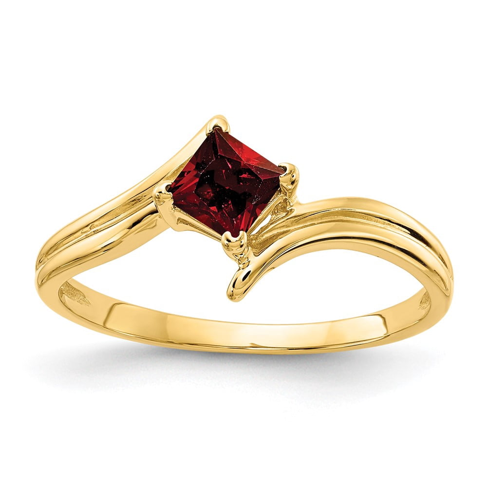 Primal Gold 14 Karat Yellow Gold 4mm Princess Cut Garnet Ring - Walmart.com