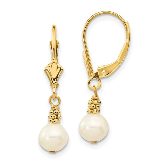 Primal Gold 14 Karat Yellow Gold 5-6mm White Semi-round Freshwater ...