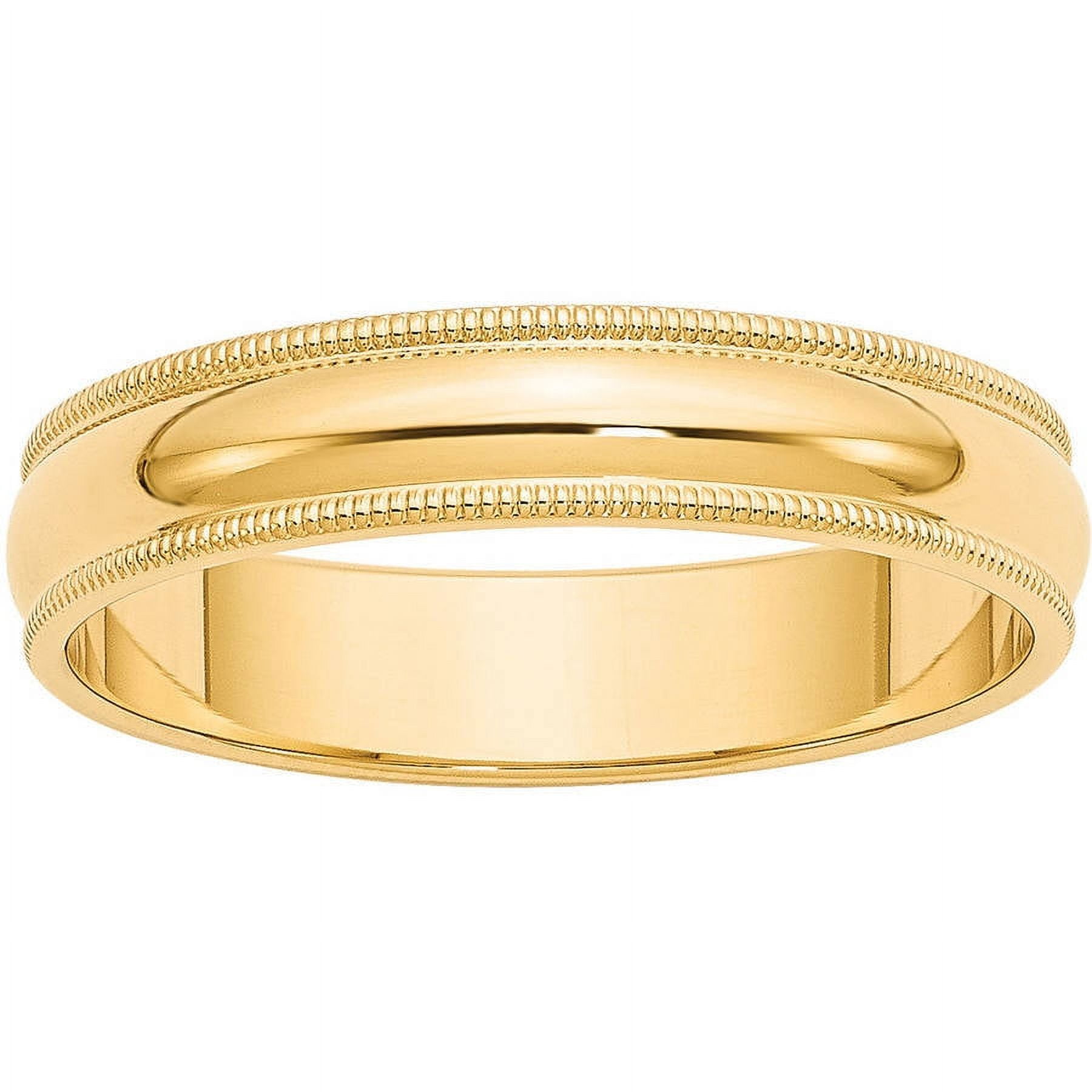 Primal Gold 14 Karat Yellow Gold 5mm Milgrain Half Round Wedding Band Size 5 - Walmart Business ...
