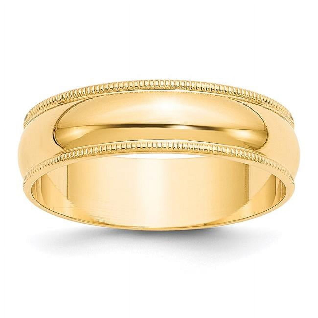 Primal Gold 14 Karat Yellow Gold 6mm Lightweight Milgrain Half Round ...