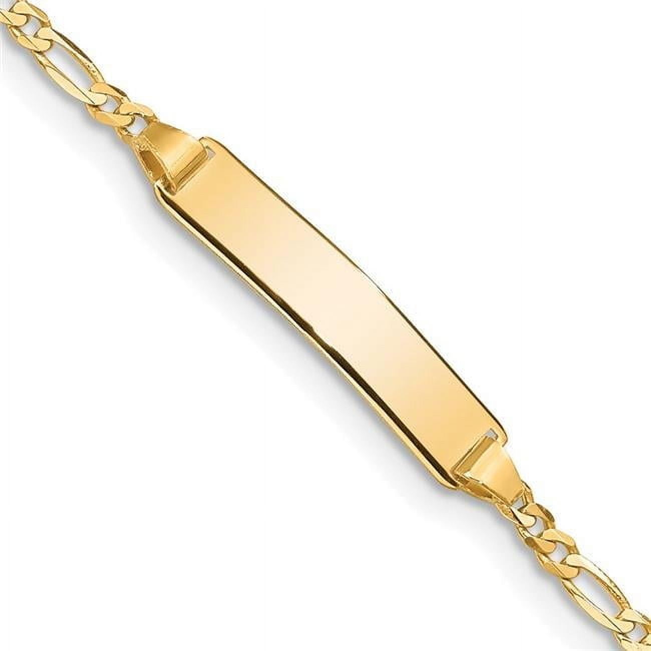 Primal Gold 14 Karat Yellow Gold Baby Figaro ID Bracelet - Walmart.com