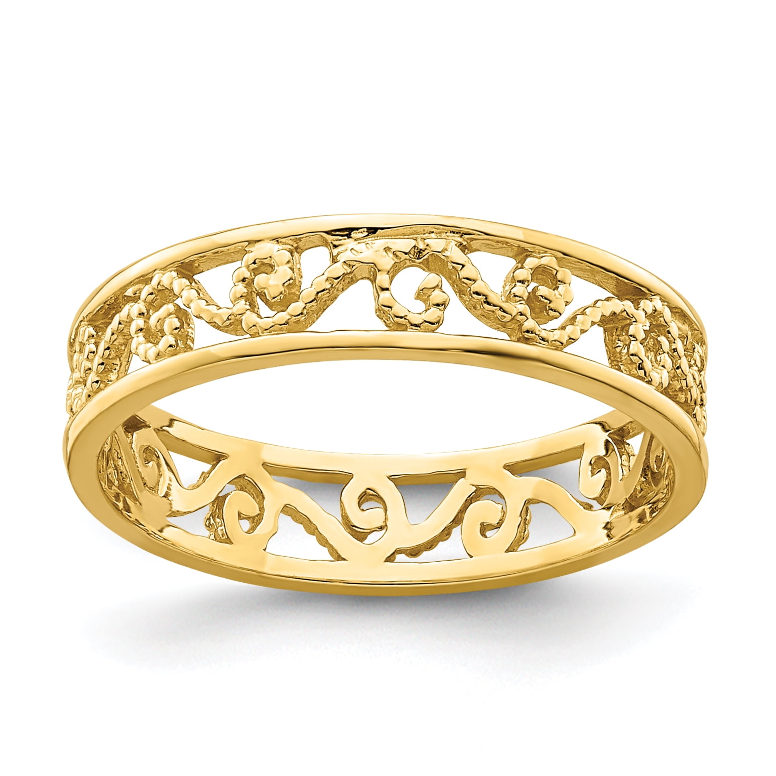 Primal Gold 14 Karat Yellow Gold Beaded Scroll Cut-out Band Toe Ring ...