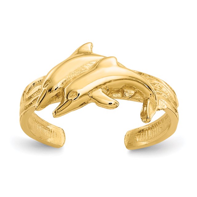 Primal Gold 14 Karat Yellow Gold Dolphin Toe Ring - Walmart.com