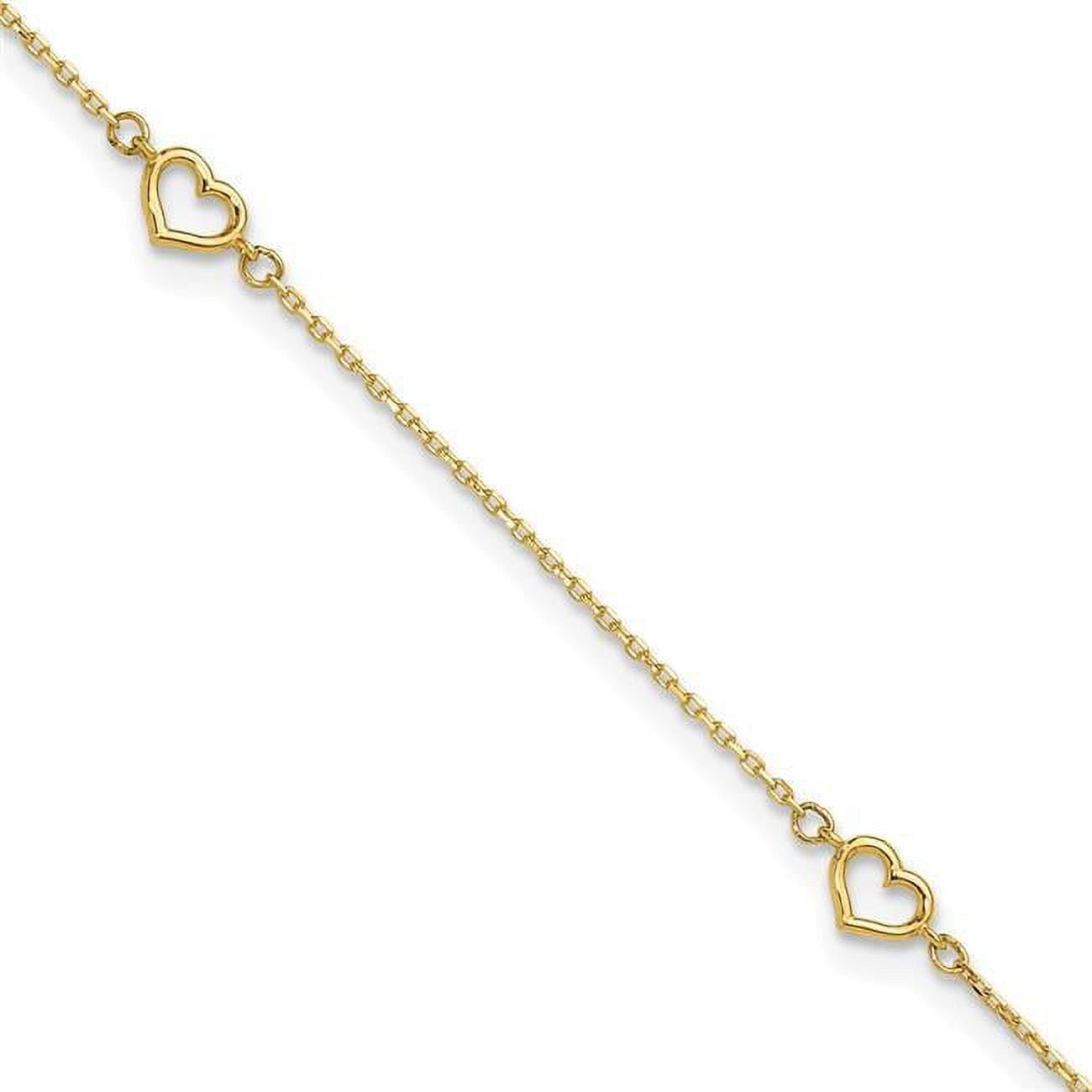 Primal Gold 14 Karat Yellow Gold Heart 10-inch Plus 1-inch Extension ...