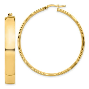 Finest Gold 14K Yellow Gold Polished Bamboo Hoop Earrings - Walmart.com