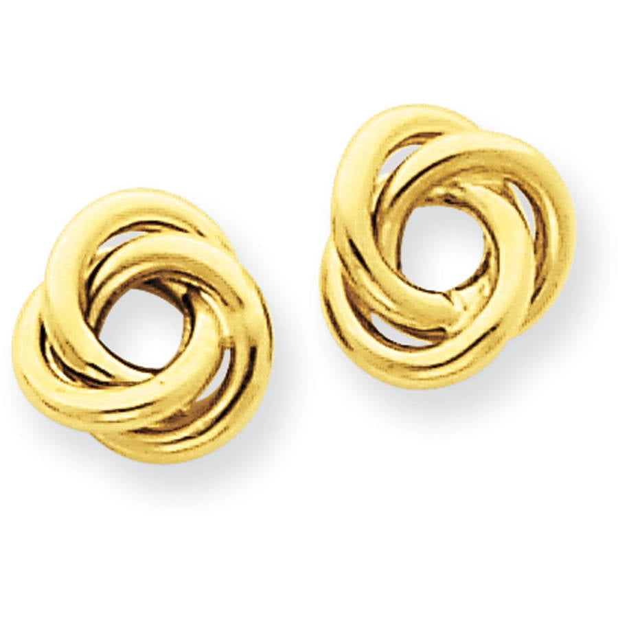 Primal Gold 14 Karat Yellow Gold Knot Stud Earrings, 8mm, Post and Push ...
