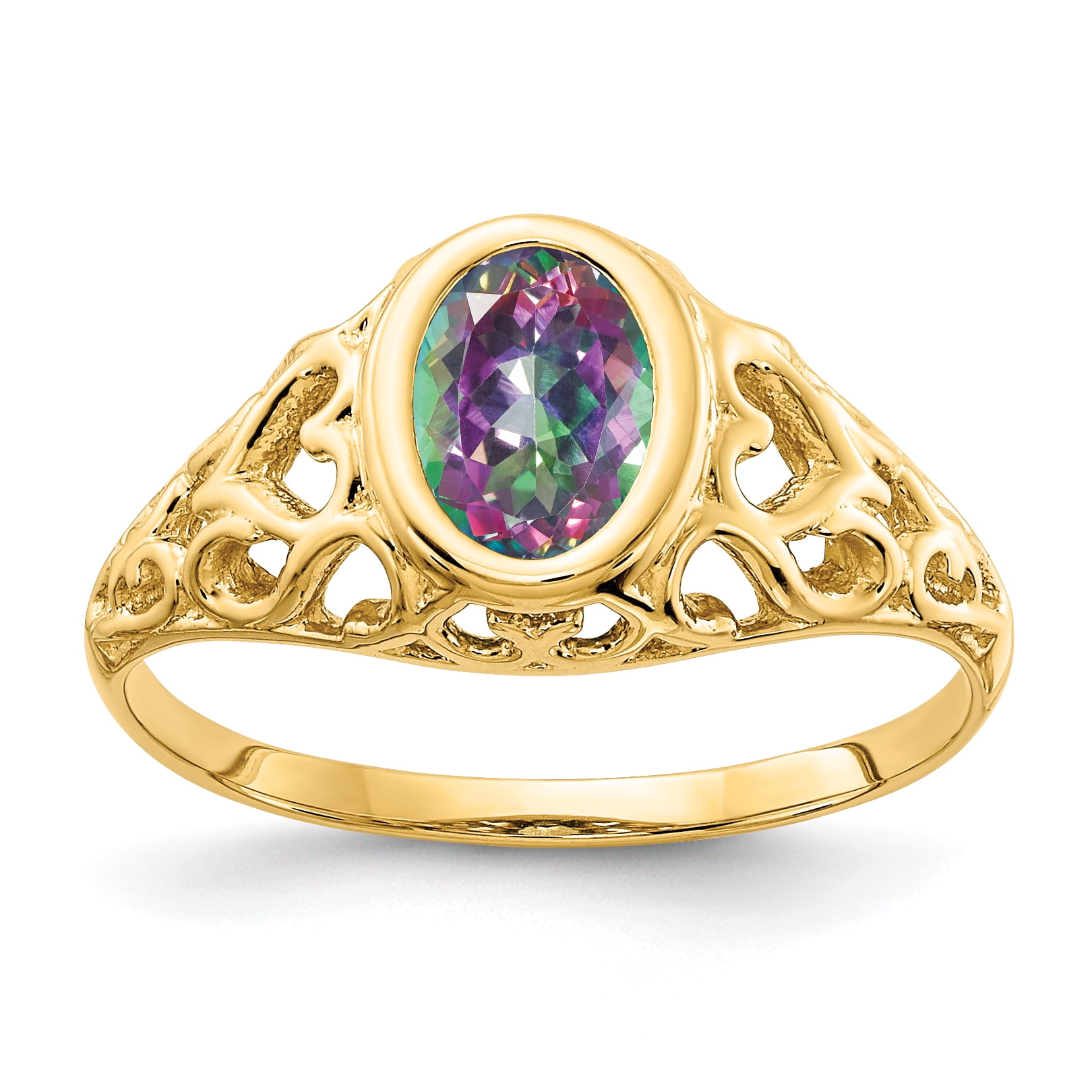 Primal Gold 14 Karat Yellow Gold Oval Mystic Fire Topaz Ring - Walmart.com