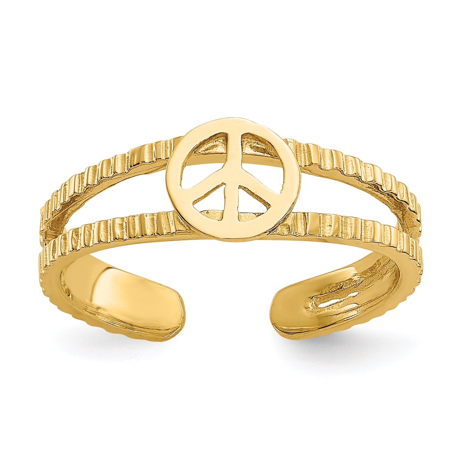 Primal Gold 14 Karat Yellow Gold Peace Sign Toe Ring - Walmart.com