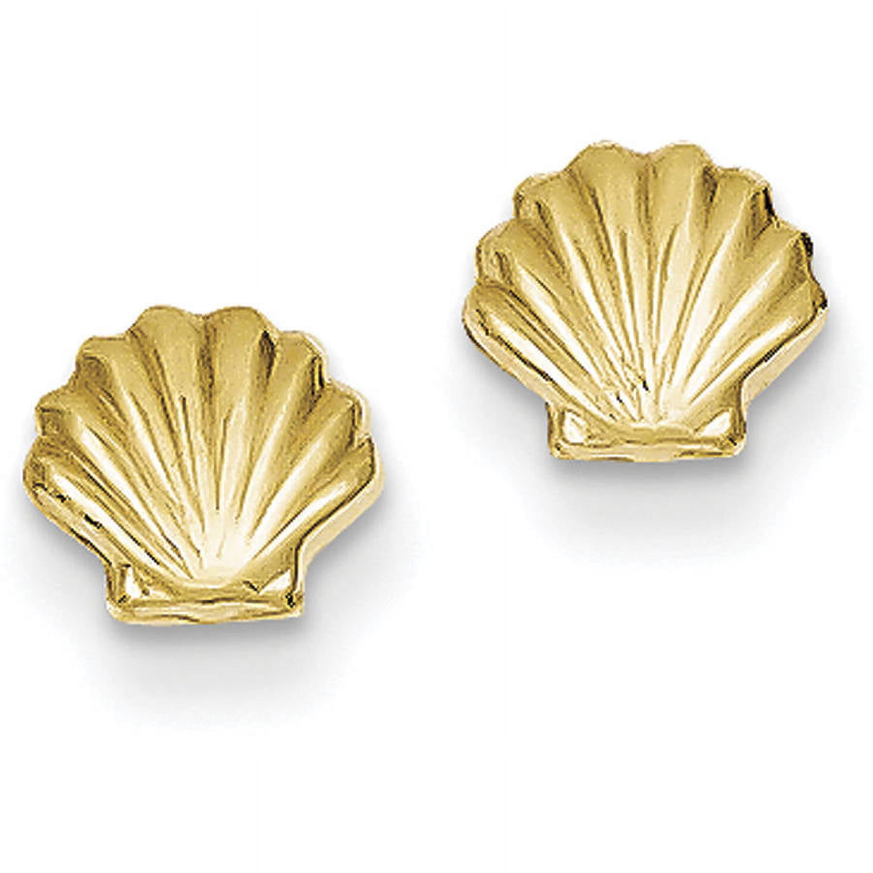 Primal Gold 14 Karat Yellow Gold Polished Shell Post Earrings - Walmart.com