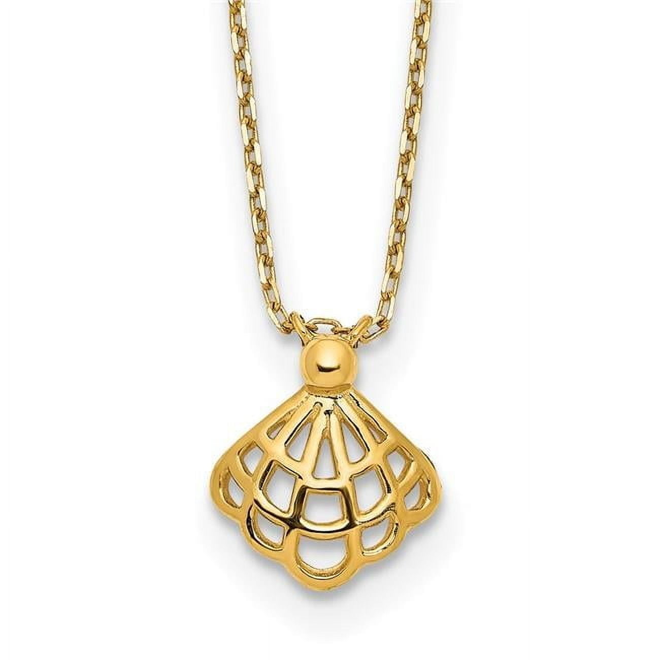 Primal Gold 14 Karat Yellow Gold Seashell with 1.25-inch Extension ...