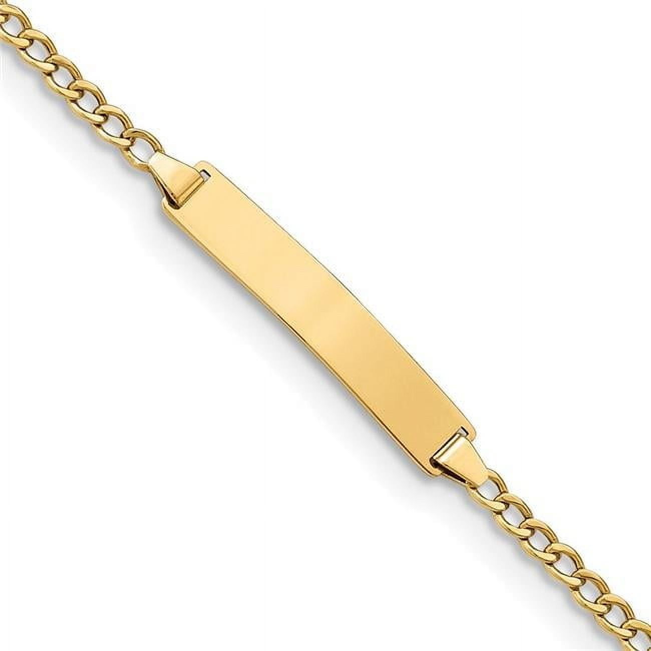 Primal Gold 14K Yellow Gold Semi-Solid Cuban ID Bracelet, Unisex Fine ...